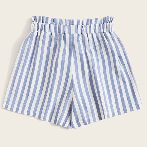 Shorts | Bluewhite Striped Paperbag Waist Belted Shorts 2x | Poshmark